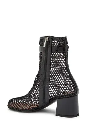 Alaïa Fishnet Patent Leather Ankle Boots - Black