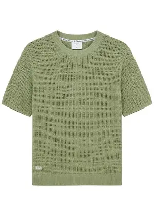 PERCIVAL Open-knit Cotton T-shirt - Light Green