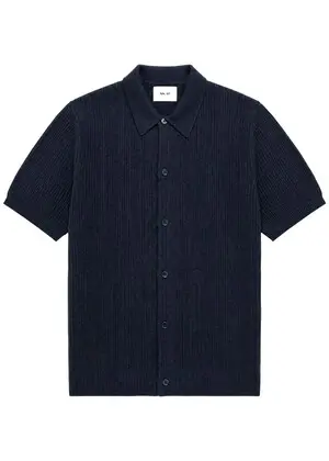 Nn07 Nolan Ribbed Cotton-knit Shirt