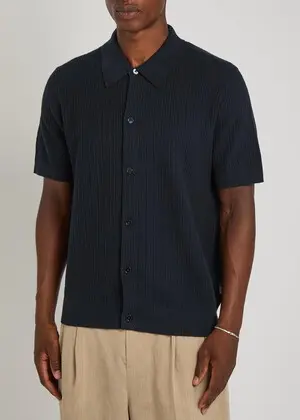 Nn07 Nolan Ribbed Cotton-knit Shirt