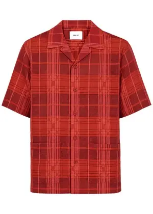 Nn07 Ben Checked-jacquard Woven Shirt - Red