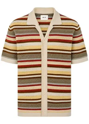 Nn07 Lars Striped-knit Cotton Shirt - Multicoloured 1