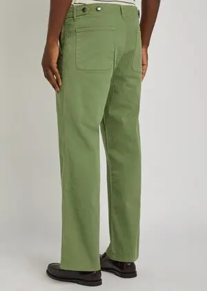 PERCIVAL Herringbone Straight-leg Stretch-cotton Trousers