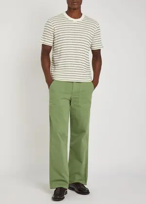 PERCIVAL Herringbone Straight-leg Stretch-cotton Trousers