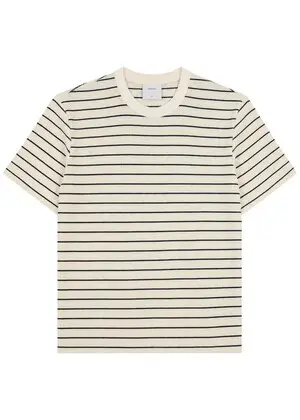 PERCIVAL Waffle-knit Striped Cotton T-shirt - White