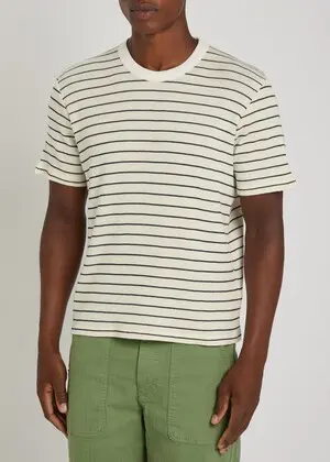 PERCIVAL Waffle-knit Striped Cotton T-shirt