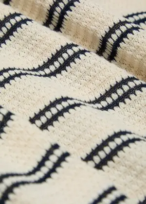 PERCIVAL Striped Textured-knit Cotton-blend Polo Shirt - White