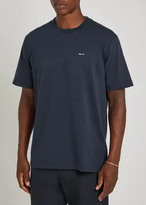 Nn07 Adam Logo-embroidered Cotton T-shirt - Navy