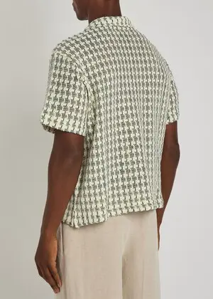 PERCIVAL Checked Textured-knit Cotton-blend Shirt