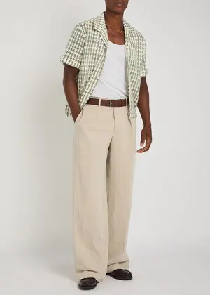 PERCIVAL Checked Textured-knit Cotton-blend Shirt