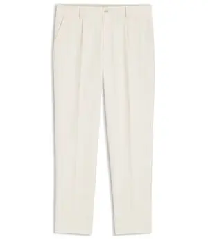 BOSS Italian Micro-patterned Stretch Cotton Tapered-fit Pants - White