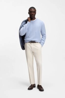 BOSS Tapered-fit Pants In Italian Micro-patterned Fabric