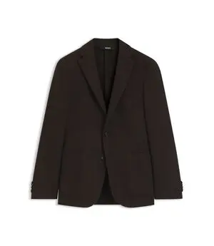 BOSS Slim-fit Jacket In Virgin Wool - Dark Brown