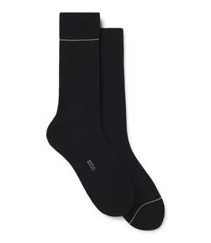 BOSS Two-pack Ribbed Crew Socks With Signature Stripe Detail - Black