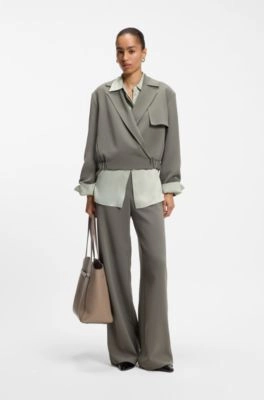 BOSS Revers Leather Tote Bag With Belt Detail - Brown
