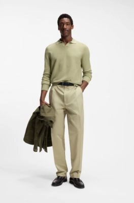 BOSS Knitted Cotton Sweater With Johnny Collar