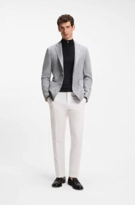 BOSS Wool Zip Neck Sweater - Dark Blue