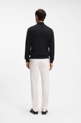BOSS Wool Zip Neck Sweater - Dark Blue