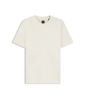 BOSS Corduroy-jacquard T-shirt In Mercerized Cotton - White