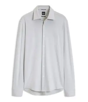 BOSS Regular-fit Dress Shirt In Stretch Jersey - Khaki