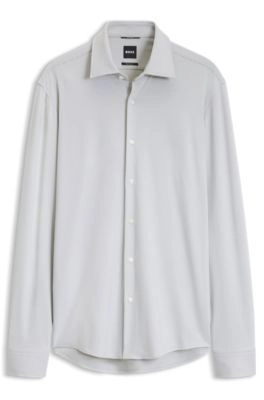 BOSS Regular-fit Dress Shirt In Stretch Jersey - Khaki