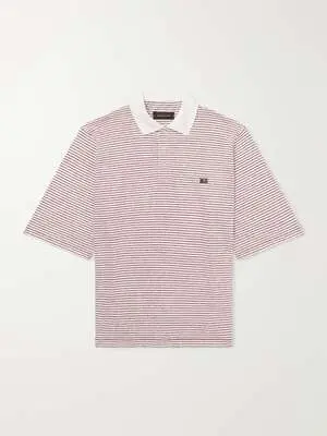 WALES BONNER Bask Striped Linen And Cotton-blend Polo Shirt - Pink