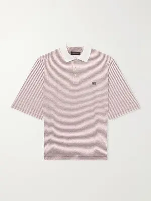 WALES BONNER Bask Striped Linen And Cotton-blend Polo Shirt - Pink