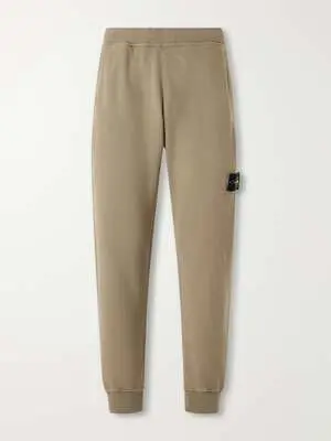 Stone Island Logo-appliquéd Brushed Cotton-fleece Sweatpants