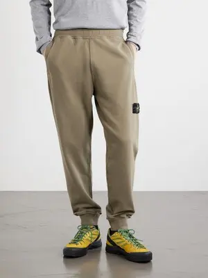Stone Island Logo-appliquéd Brushed Cotton-fleece Sweatpants