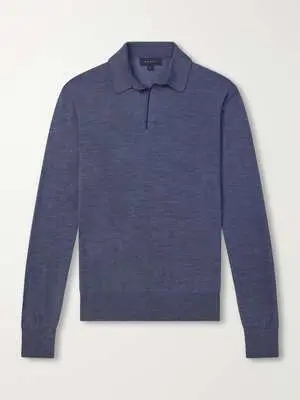 Sease Virgin Wool Polo Sweater - Blue