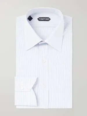 TOM FORD Striped Cotton-poplin Shirt - Blue