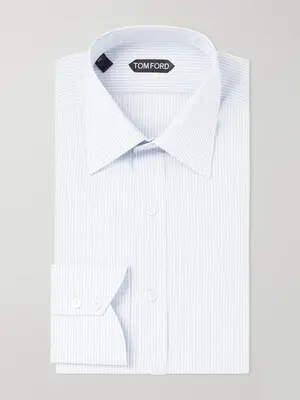 TOM FORD Striped Cotton-poplin Shirt - Blue