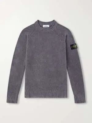 Stone Island Mouliné Cotton-chenille Sweater - Gray