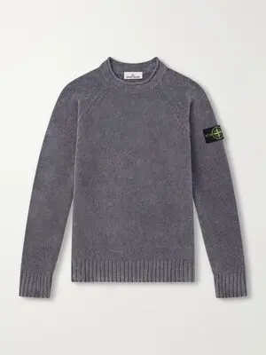 Stone Island Mouliné Cotton-chenille Sweater - Gray