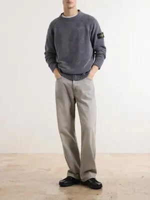 Stone Island Mouliné Cotton-chenille Sweater - Gray