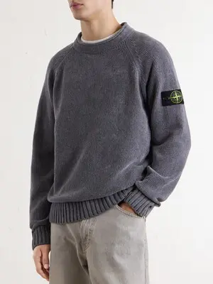 Stone Island Mouliné Cotton-chenille Sweater - Gray