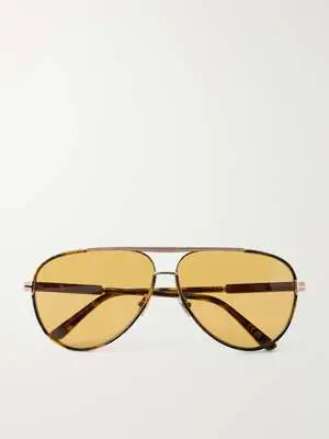 TOM FORD Aviator-frame Metal Sunglasses - Tortoiseshell