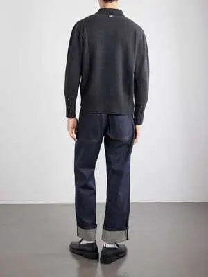 Thom Browne Knitted Merino Wool Polo Sweater