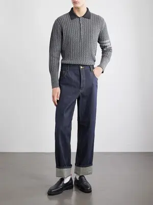 Thom Browne Knitted Merino Wool Polo Sweater