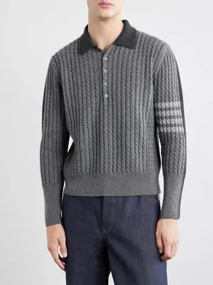 Thom Browne Knitted Merino Wool Polo Sweater