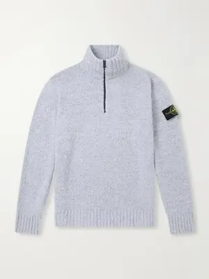 Stone Island Wool-blend Half-zip Sweater - Gray