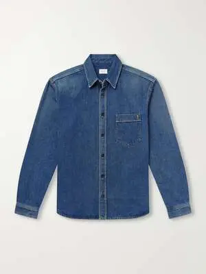 Saint Laurent Logo-embroidered Denim Shirt - Blue