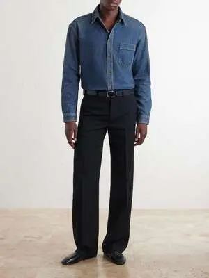 Saint Laurent Logo-embroidered Denim Shirt