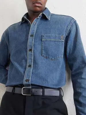 Saint Laurent Logo-embroidered Denim Shirt