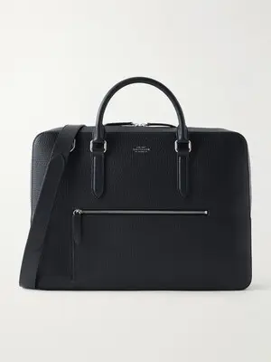 Smythson Slim Full-grain Leather Briefcase - Black