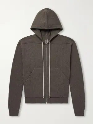 Rick Owens Zip-up Hoodie In Cashmere And Wool Blend - Gray