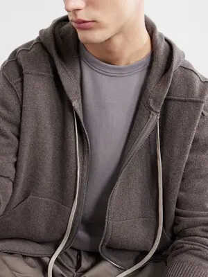 Rick Owens Zip-up Hoodie In Cashmere And Wool Blend