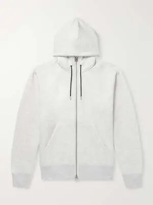 Sacai Cotton-jersey Zip-up Hoodie - Gray