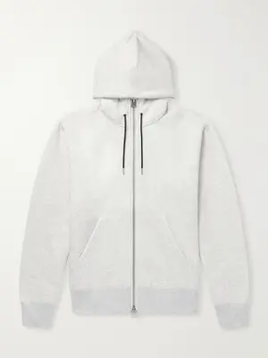 Sacai Cotton-jersey Zip-up Hoodie - Gray