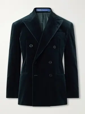Polo Ralph Lauren Double-breasted Linen-blend Velvet Blazer